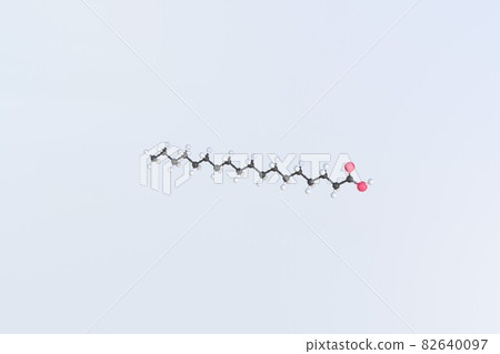 Stearic acid molecule made with balls, isolated... - Stock Illustration ...