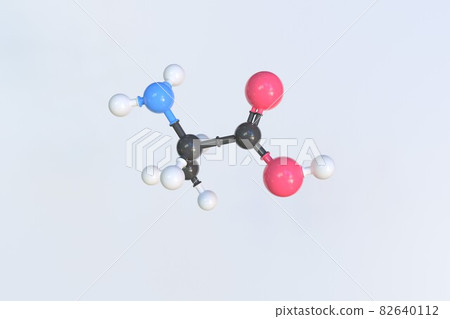 Alanine molecule, isolated molecular model. 3D... - Stock Illustration ...
