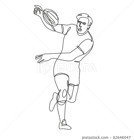 Rugby Union Player Running Passing Ball Front... - Stock Illustration ...