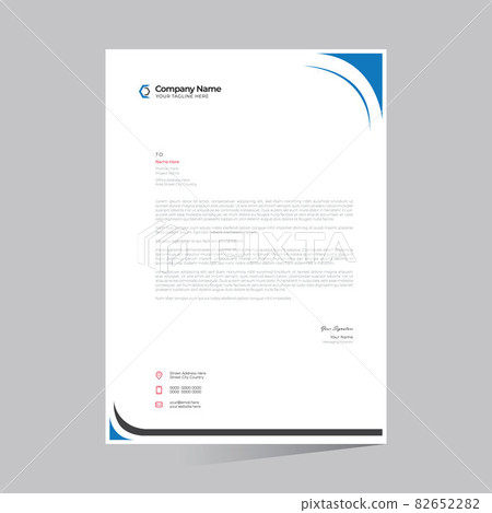 cyan colored simple letterhead design for any... - Stock Illustration ...