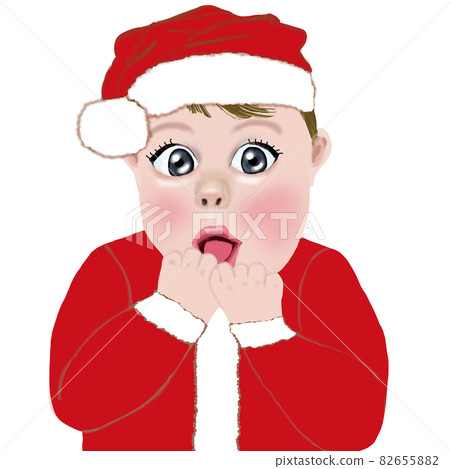 Surprised face baby cosplaying as Santa Claus - Stock Illustration ...