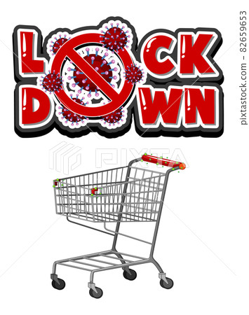 Lock down font design with shopping cart... - Stock Illustration ...
