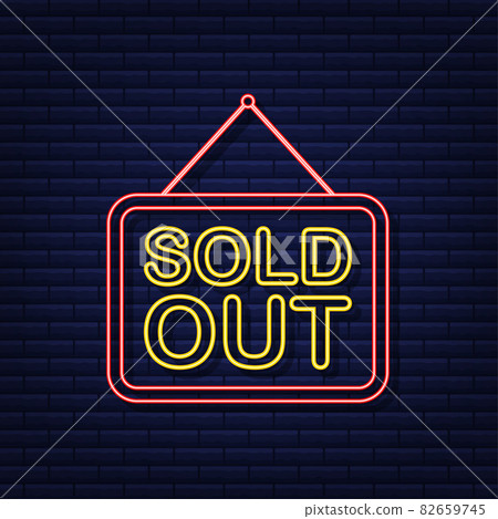 Sold out neon hanging sign on dark background.... - Stock Illustration ...