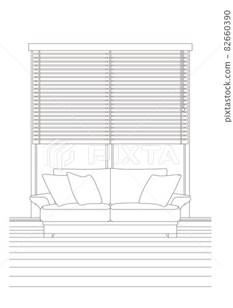 Interior line drawing vector illustration - Stock Illustration ...
