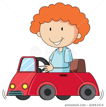 A boy in a car toy cartoon character isolated - Stock Illustration ...