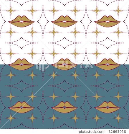 Lips, star shapes seamless pattern. Elegant... - Stock Illustration ...