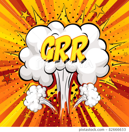 GRR text on comic cloud explosion on rays... - Stock Illustration ...