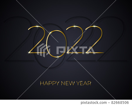 2022 Happy new year elegant gold text on... - Stock Illustration ...