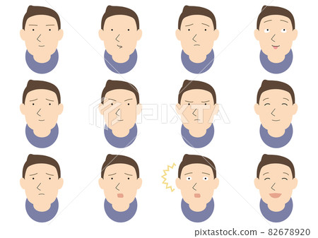 12 types of male facial expressions - Stock Illustration [82678920] - PIXTA