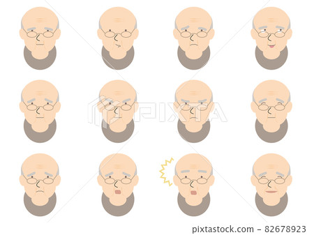 12 facial expressions of old men - Stock Illustration [82678923] - PIXTA