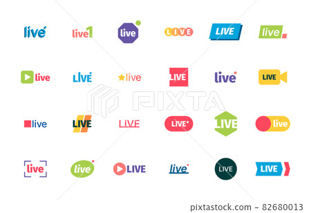 Live stream icons. Broadcasting business red...-插圖素材 [82680013] - PIXTA圖庫