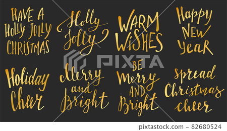 Merry Christmas gold Lettering Design. Greeting... - Stock Illustration ...