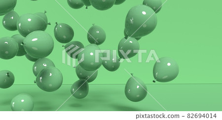 Scattered balloons on a colored background - 3D - Stock Illustration ...