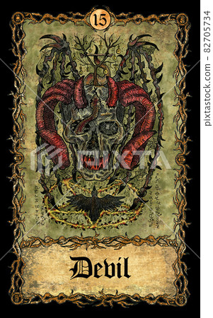 Devil. Major Arcana tarot card with skull over... - Stock Illustration [82705734] - PIXTA