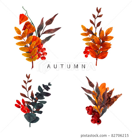 Lush floral composition, fall floral elements,... - Stock Illustration ...