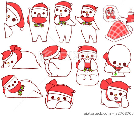 Snowman illustration collection (red) - Stock Illustration [82708703 ...
