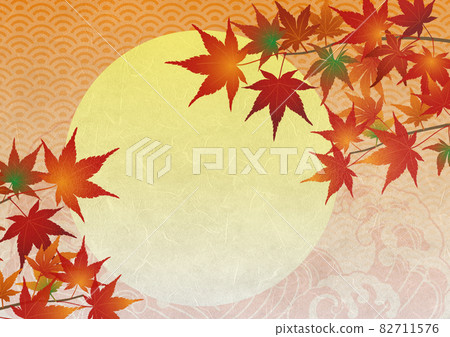 Japanese paper moon and maple, Japanese paper... - Stock Illustration ...