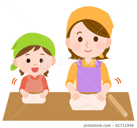 Bread making 1 Parent-child illustration of... - Stock Illustration ...