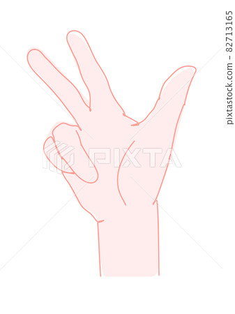 Hand line drawing with bent ring finger and... - Stock Illustration ...