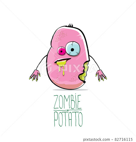 vector funny cartoon cute pink zombie potato... - Stock Illustration ...