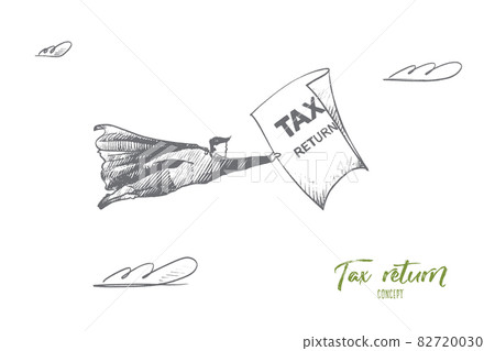 Tax return concept. Hand drawn isolated vector. - Stock Illustration ...
