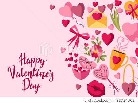 Happy Valentine Day greeting card. Holiday... - Stock Illustration ...