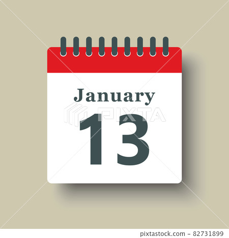 Icon day date 13 January, template calendar page - Stock Illustration ...
