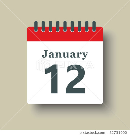 Icon day date 12 January, template calendar page - Stock Illustration ...