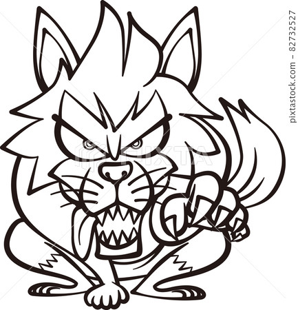 Werewolf trying to attack [2 heads, black and... - Stock Illustration ...