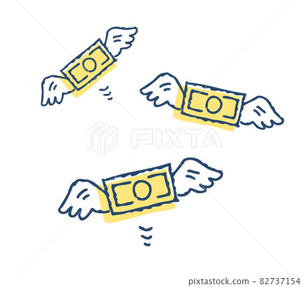Illustration of flying bills with wings - Stock Illustration [82737154 ...