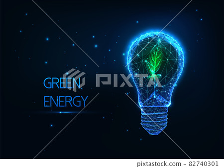 Abstract green energy concept with glowing low... - Stock Illustration ...