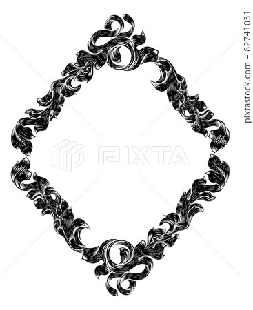 Filigree Heraldry Leaf Pattern Floral Border Frame - Stock Illustration ...