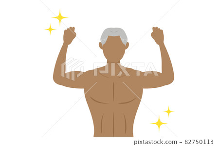 Senior male bodybuilder who makes and poses bicep - Stock Illustration ...