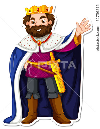 King with blue robe cartoon character sticker - Stock Illustration ...