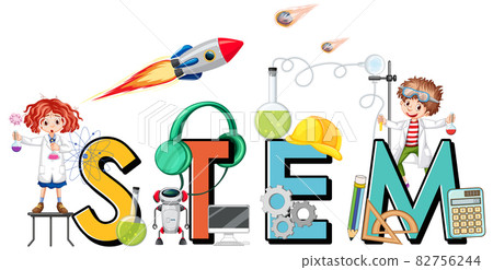 STEM education logo with children cartoon... - Stock Illustration ...