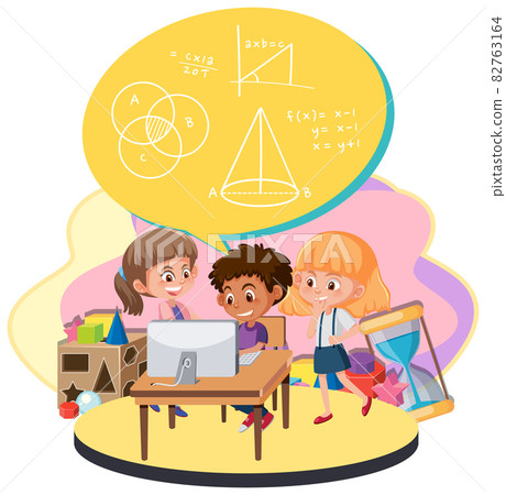 Student learning math using electronic device - Stock Illustration [82763164] - PIXTA