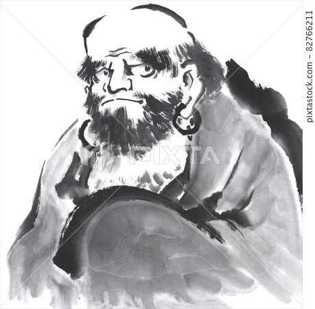 Zen founder Daruma sumi-e illustration - Stock Illustration [82766211 ...