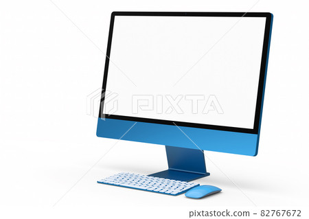 Realistic blue computer screen display with... - Stock Illustration ...
