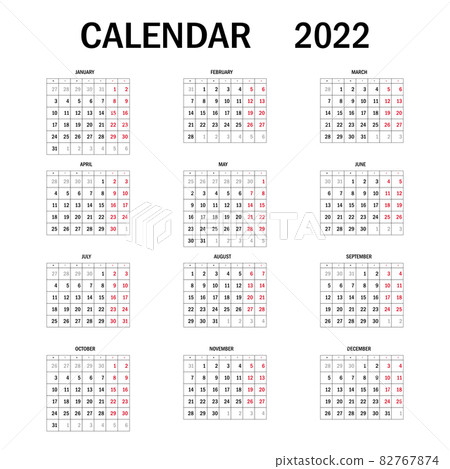 2022 calendar planner. Corporate week. Template... - Stock Illustration ...