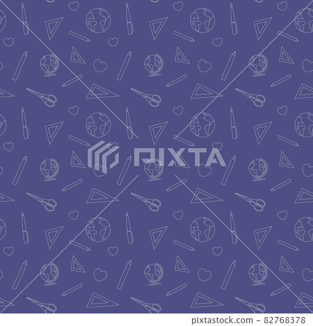 Stationery and school elements seamless blue... - Stock Illustration ...