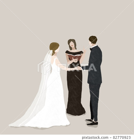 Bride and groom and witnesses (women),... - Stock Illustration ...