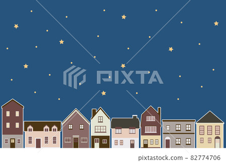 Background material_European night cityscape - Stock Illustration ...