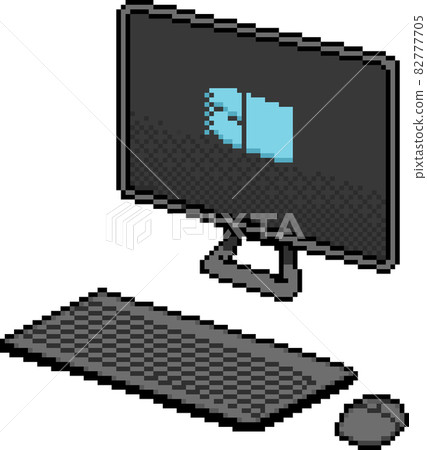 Desktop PC vector drawn in pixel art - Stock Illustration [82777705 ...