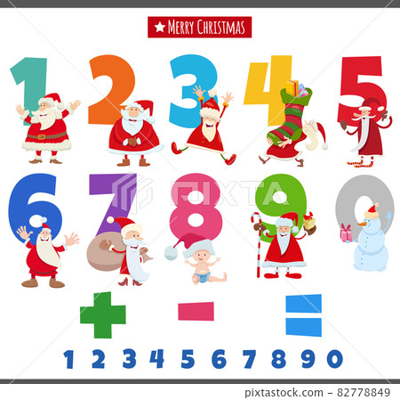 educational numbers set with Santa Claus... - Stock Illustration ...