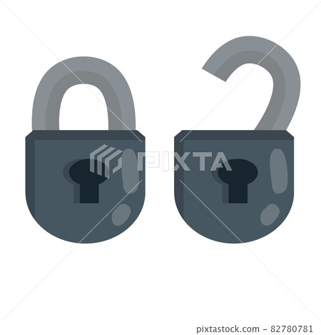 Open and closed lock. Metal object. Protection... - Stock Illustration ...