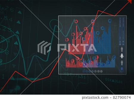 Red graphs over digital interface with data... - Stock Illustration ...