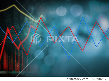 Blue and red graphs over statistical data... - Stock Illustration ...