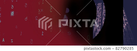 Two computer codes processing against black and... - Stock Illustration ...