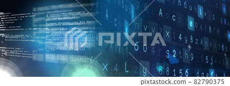 Computer code processing over blue background,... - Stock Illustration ...