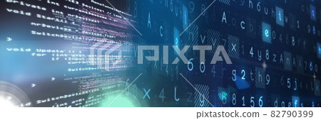 Computer code processing over blue background,... - Stock Illustration ...